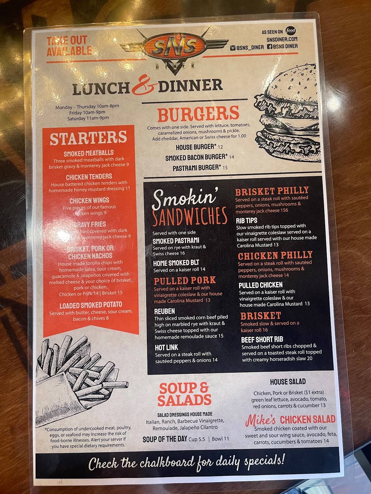Menu at SNS Diner BBQ, North Las Vegas, Losee Rd
