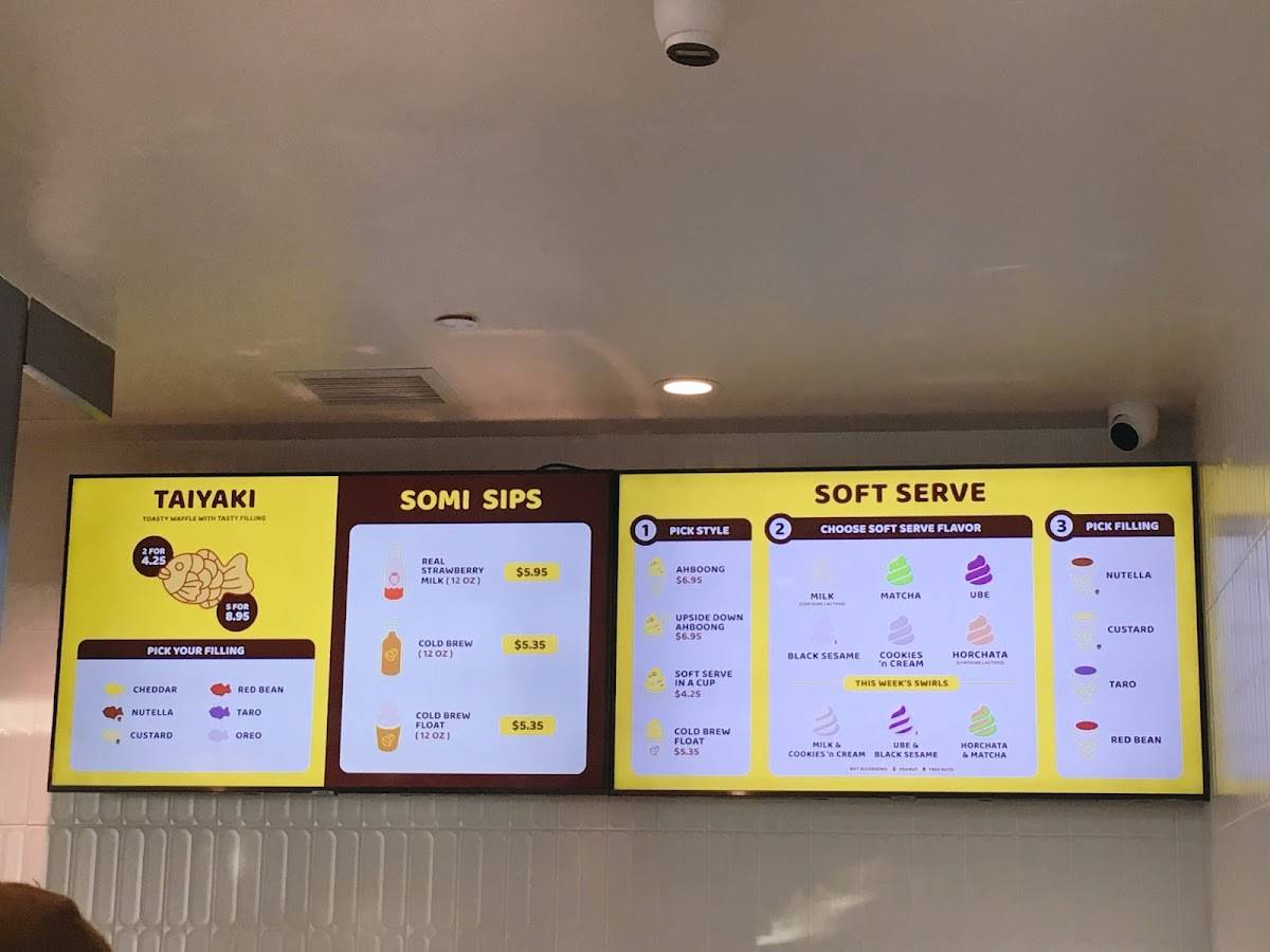 Menu at SOMISOMI desserts, San Francisco