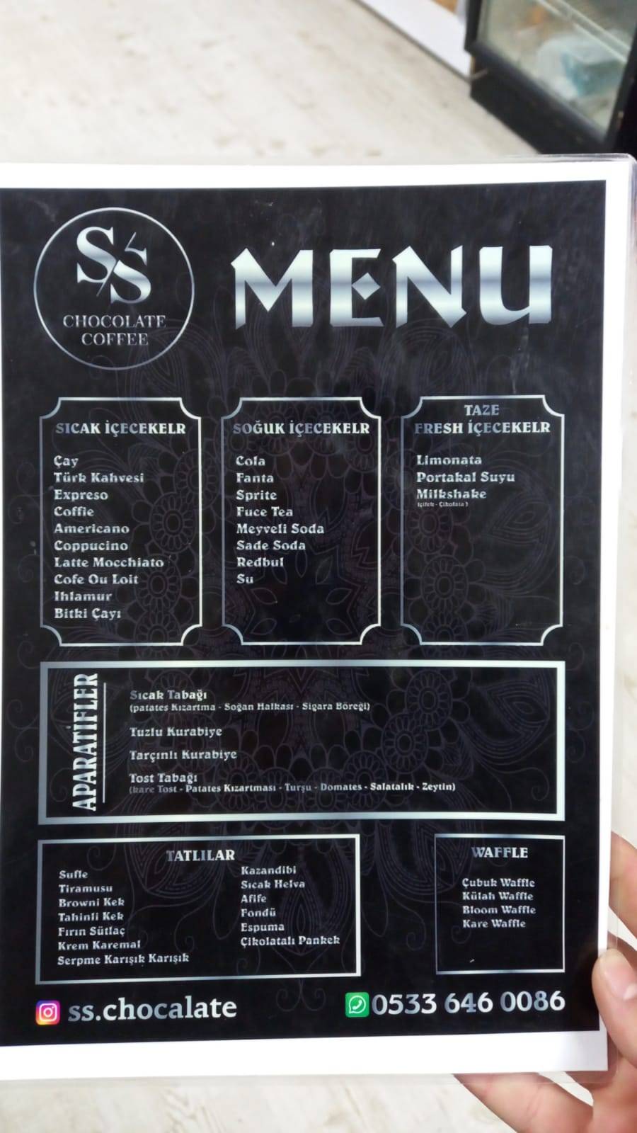 Menu at SS CHOCOLATE CAFE, Sarayköy