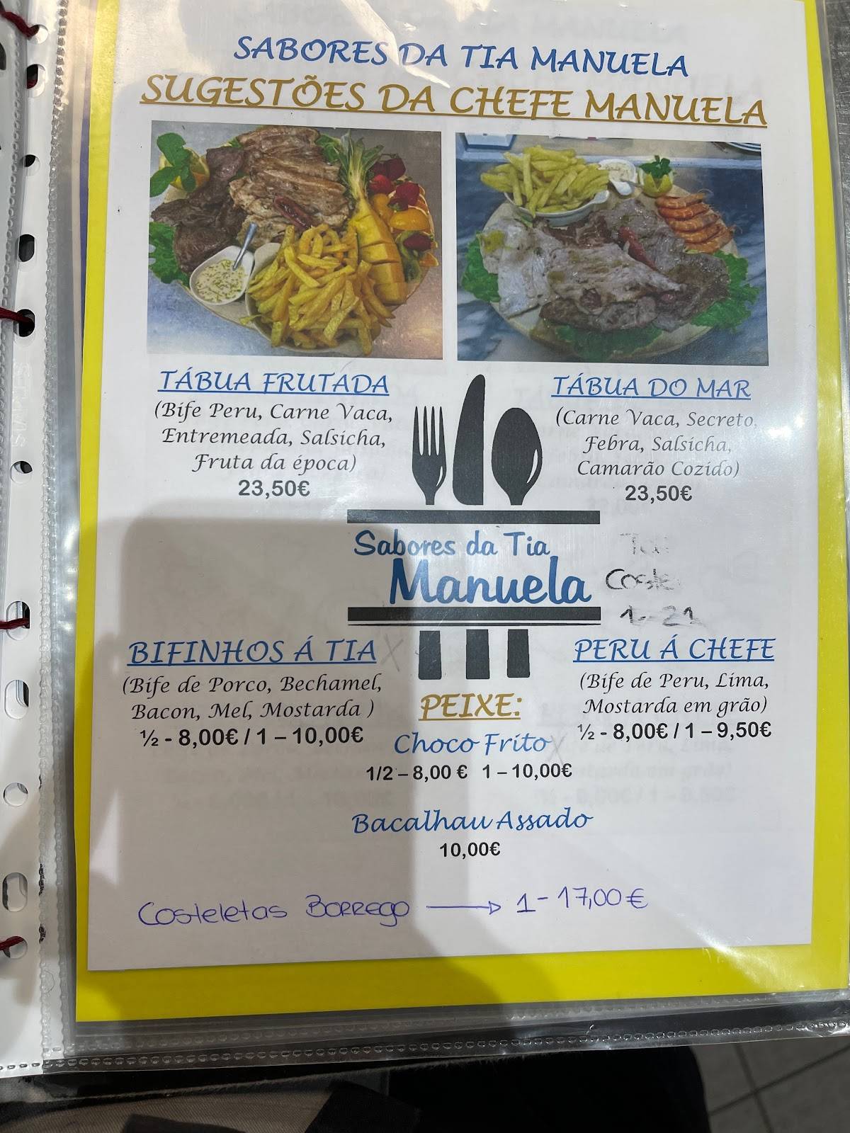 Menu em Sabores da tia manuela restaurante, Setúbal