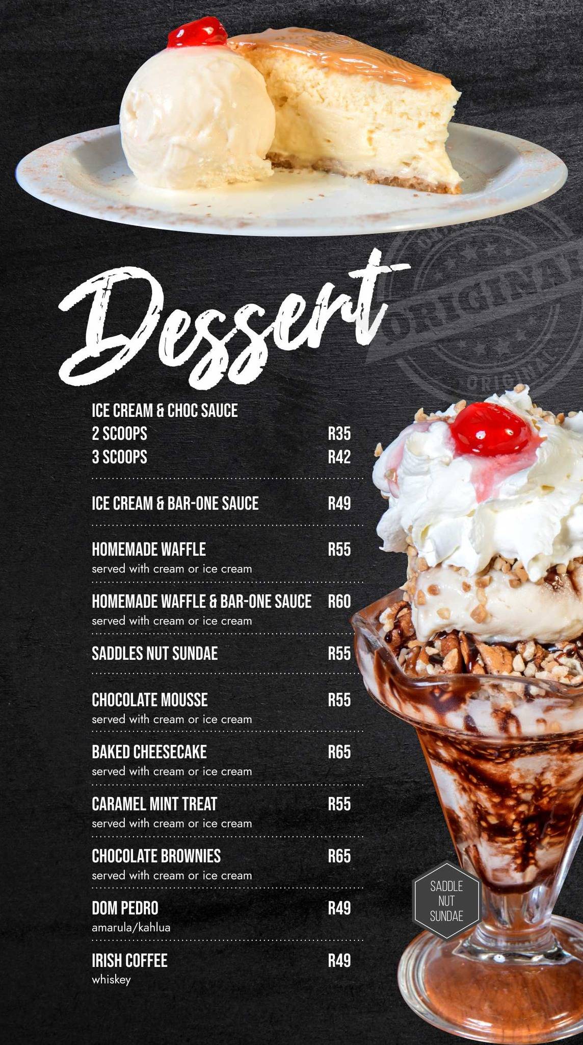 Menu at Saddles Steak Ranch Bottelary restaurant, Cape Town