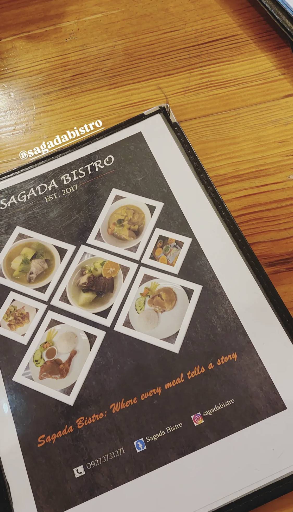 Menu at Sagada Bistro restaurant, Sagada