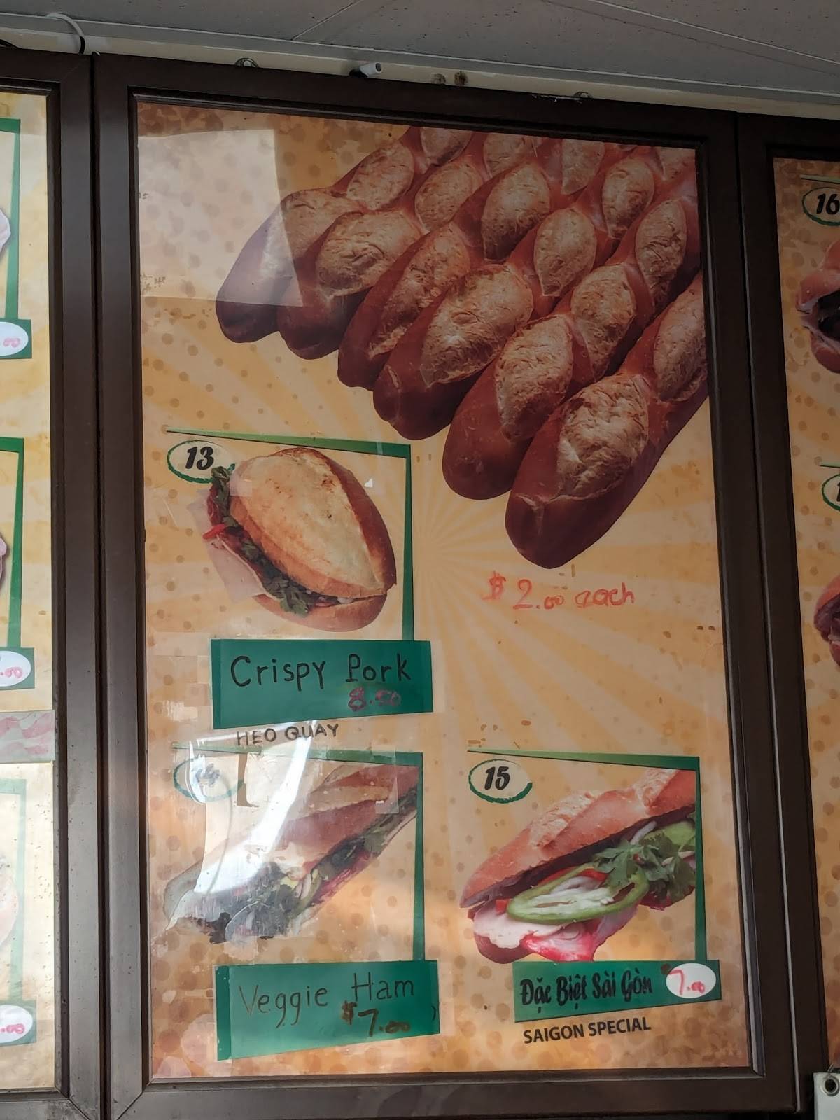 Carta de Saigon Bakery & Sandwiches, San Gabriel