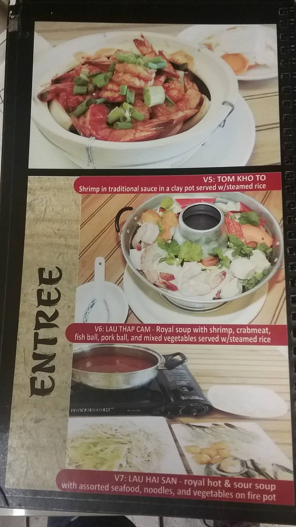 Menu at Saigon Cafe, Lubbock