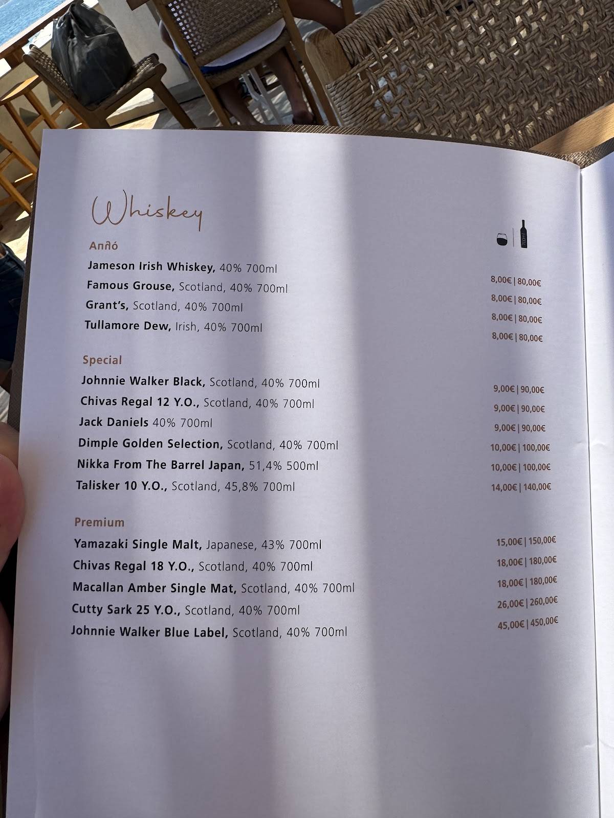 Menu at Saint Fire, Paralia Agias Fotinis