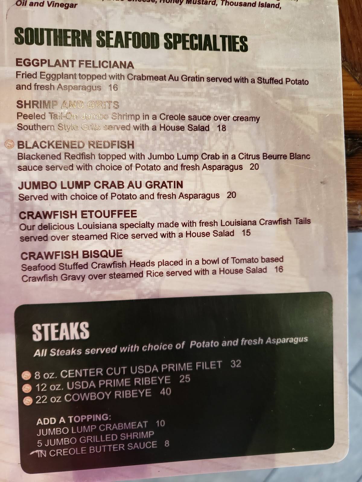 Menu at The Francis Southern Table & Bar, Saint Francisville, US-61