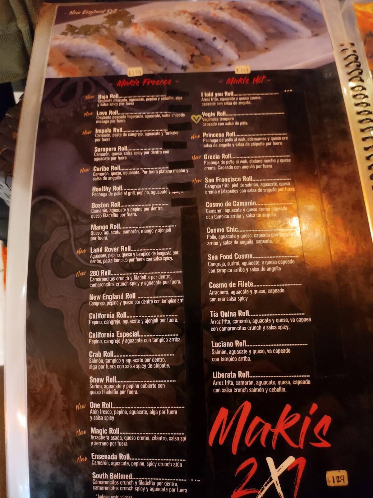 Carta del restaurante Sake Grill, Saltillo, Blvd. Pedro Figueroa 305