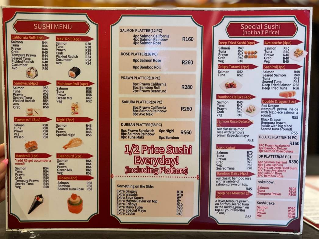 Menu at Sakura Bluff restaurant, Bluff