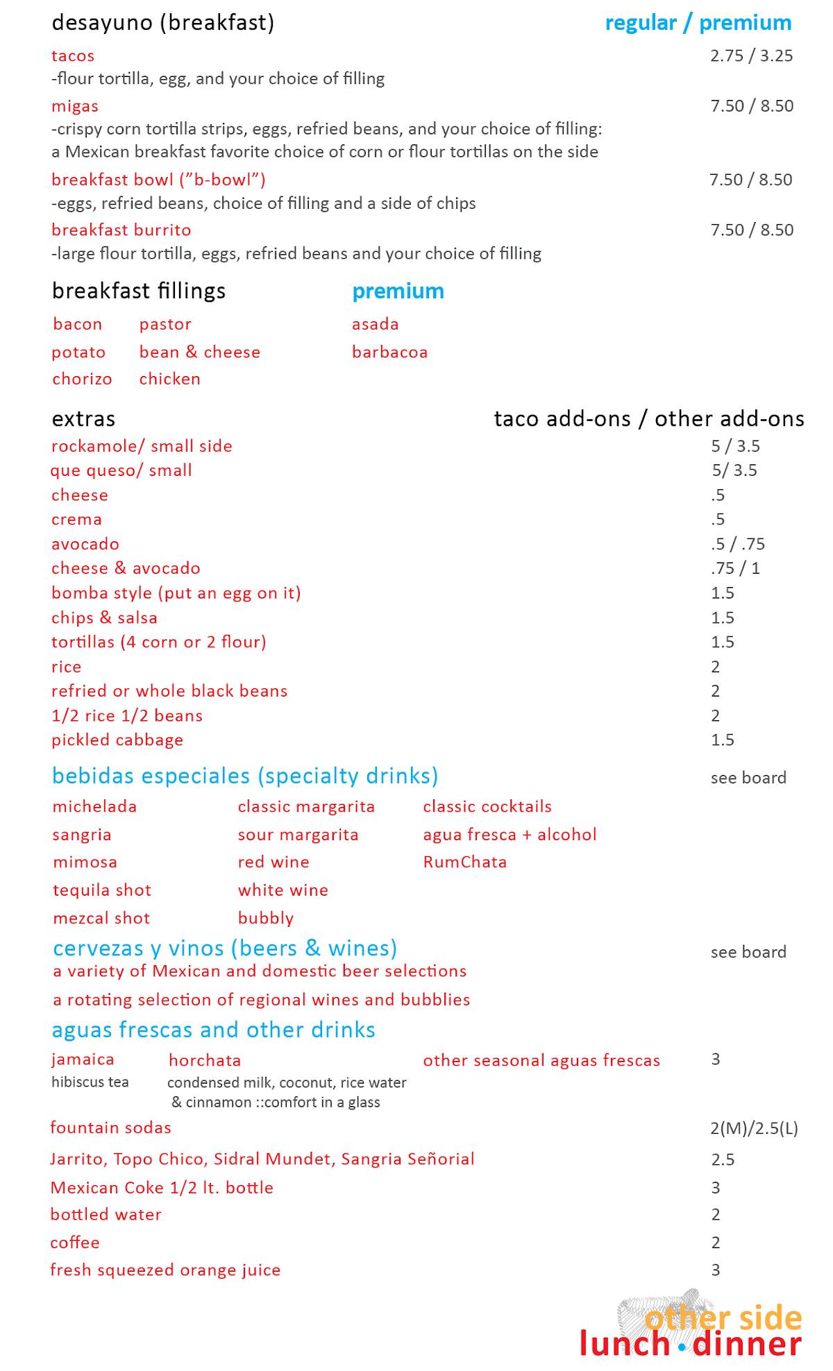 Menu at Salsa Limón pub & bar, Fort Worth, South Fwy Suite 1099
