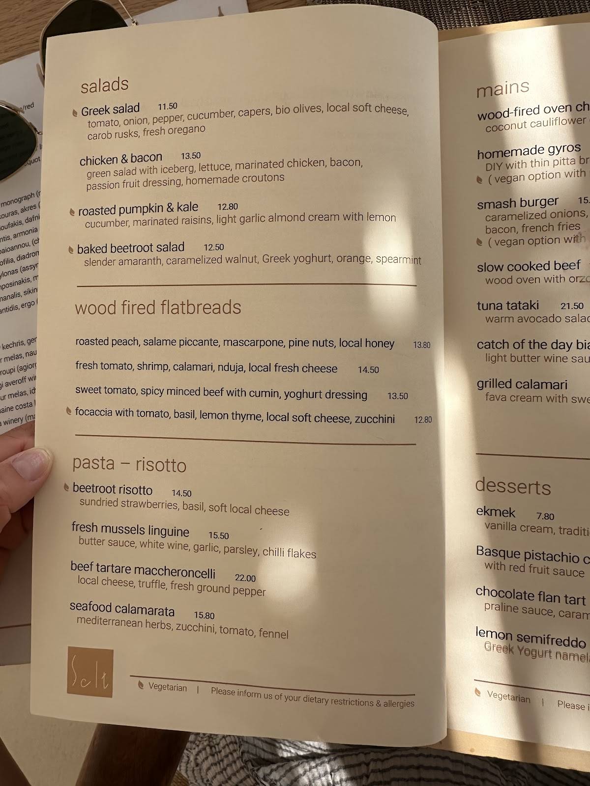 Menu at Salt Restaurant Bar, Milopotas