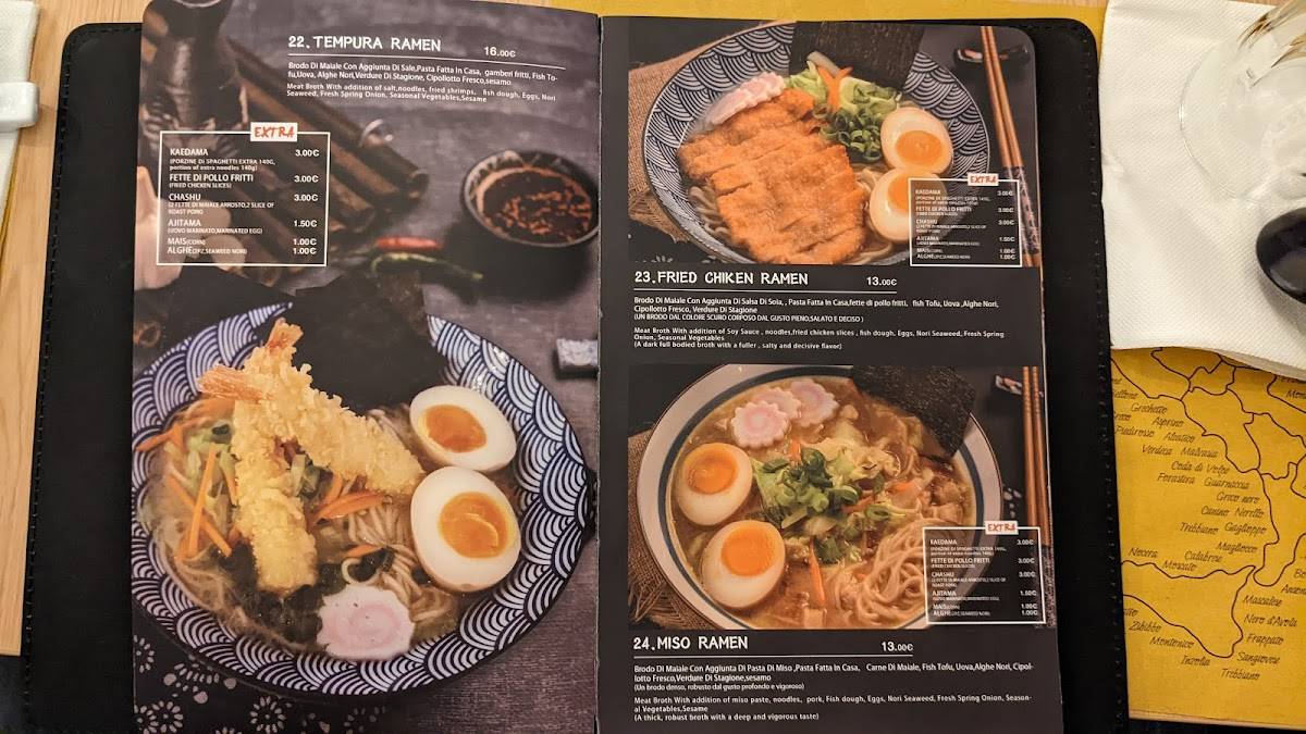 Menu da Samurai Ramen ristorante, Roma, Via Gabriello Chiabrera