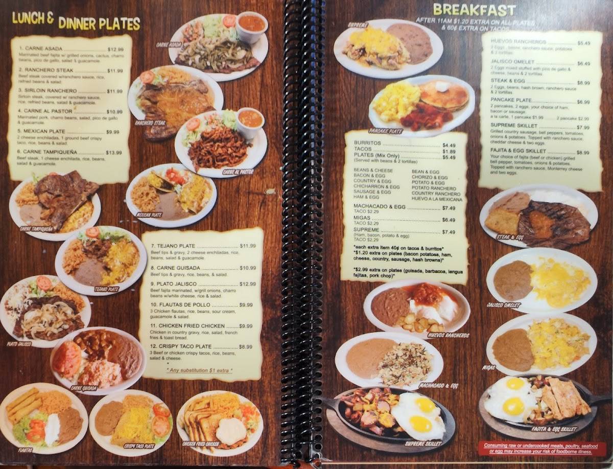 Menu at Taqueria La Perla de Jalisco restaurant, San Antonio, SE ...