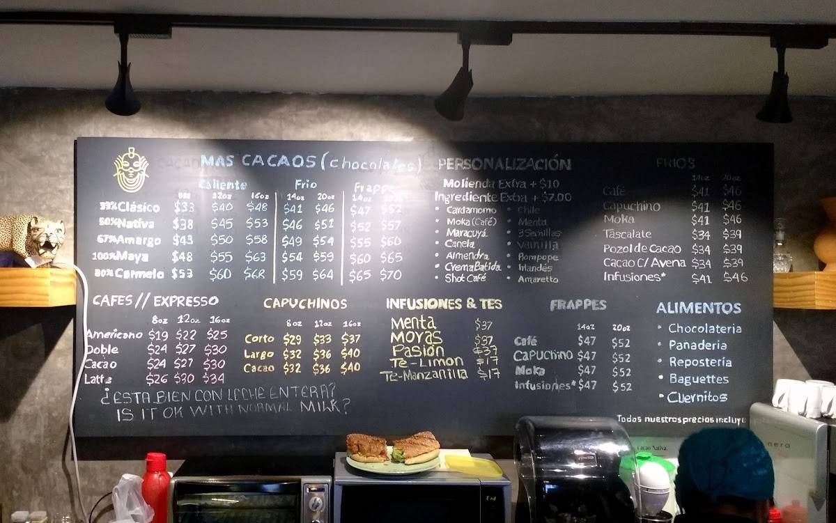 Carta de cafetería Chocolateria - Cacao Nativa Suc. Balam - Fatima, San ...