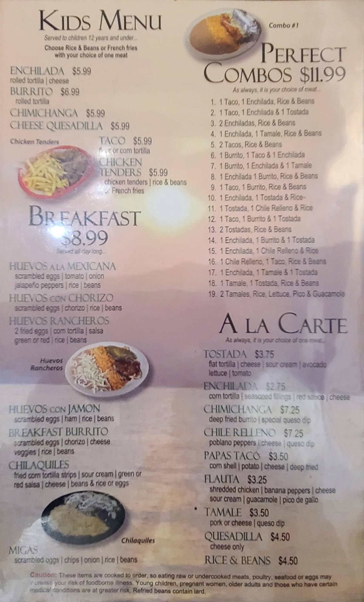 Menu at San Marcos Restaurant, Toledo