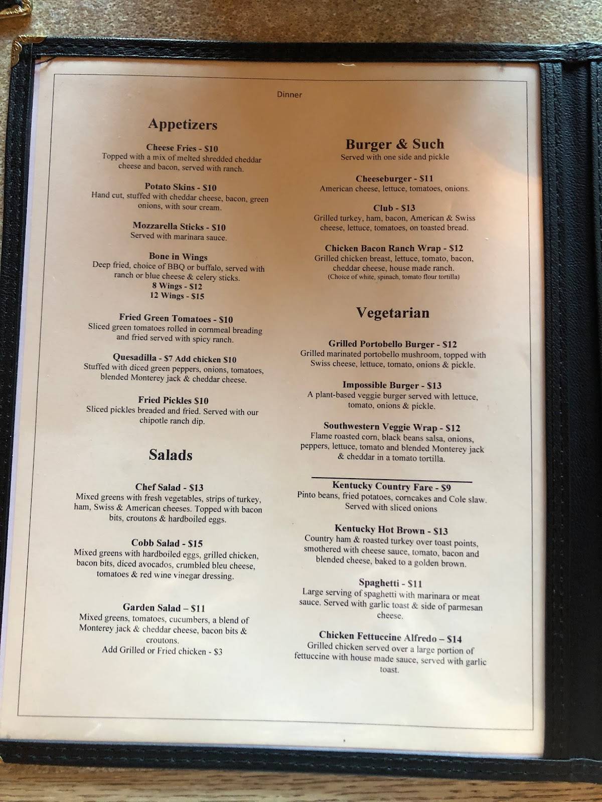 Menu at Sandstone Arches Restaurant, Slade