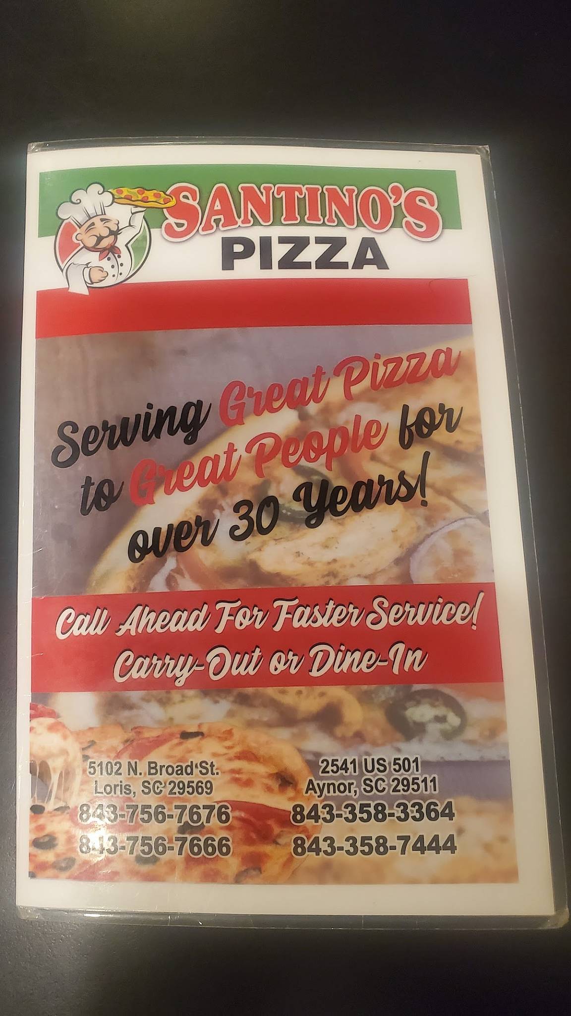 Menu at Santino's Pizza, Aynor, SC pizzeria, Aynor