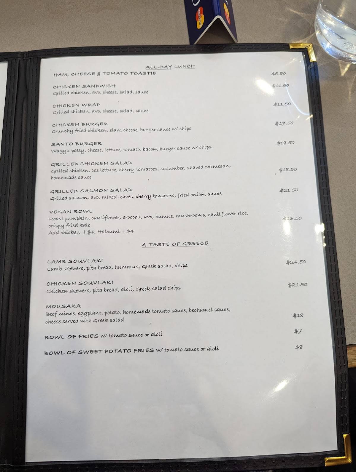 Menu at Santo Cafe & Restaurant, Dural