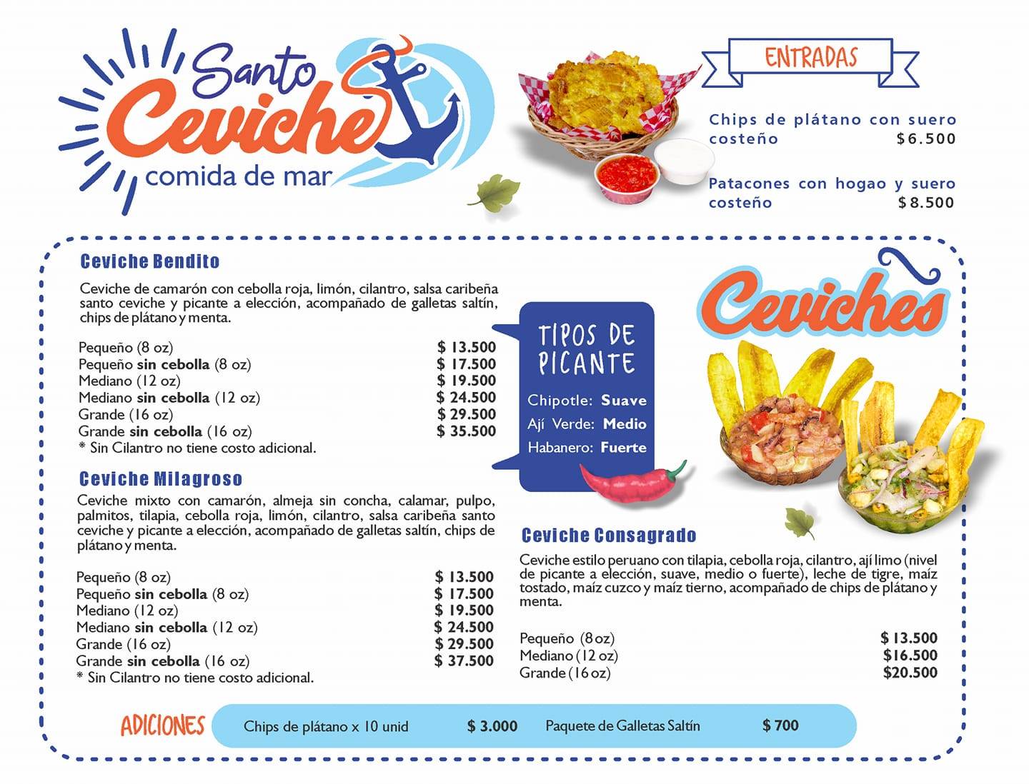 Carta del restaurante Santo Ceviche Comida del Mar, Bogotá