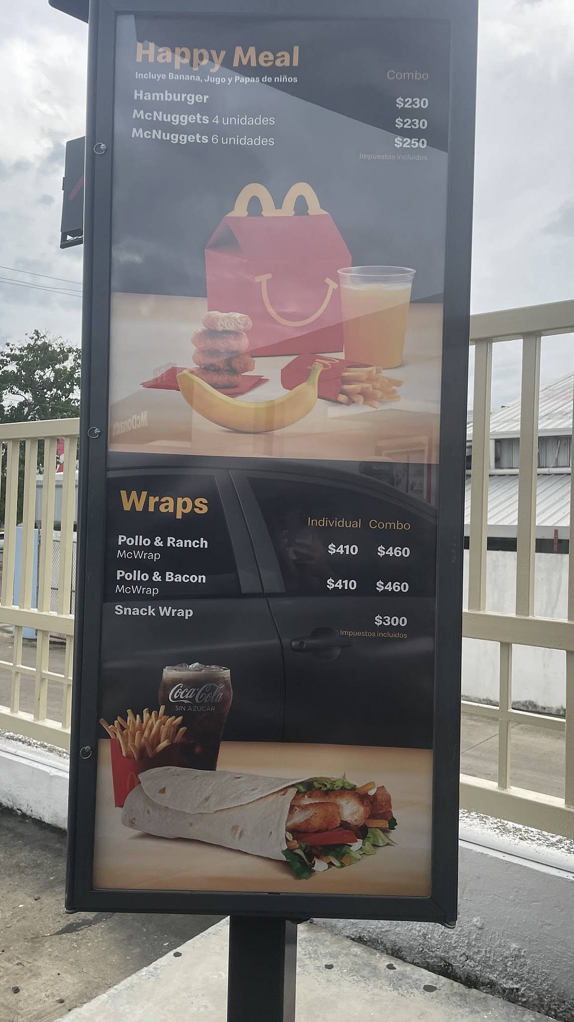 Menu at McDonald's restaurant, Santo Domingo, Con