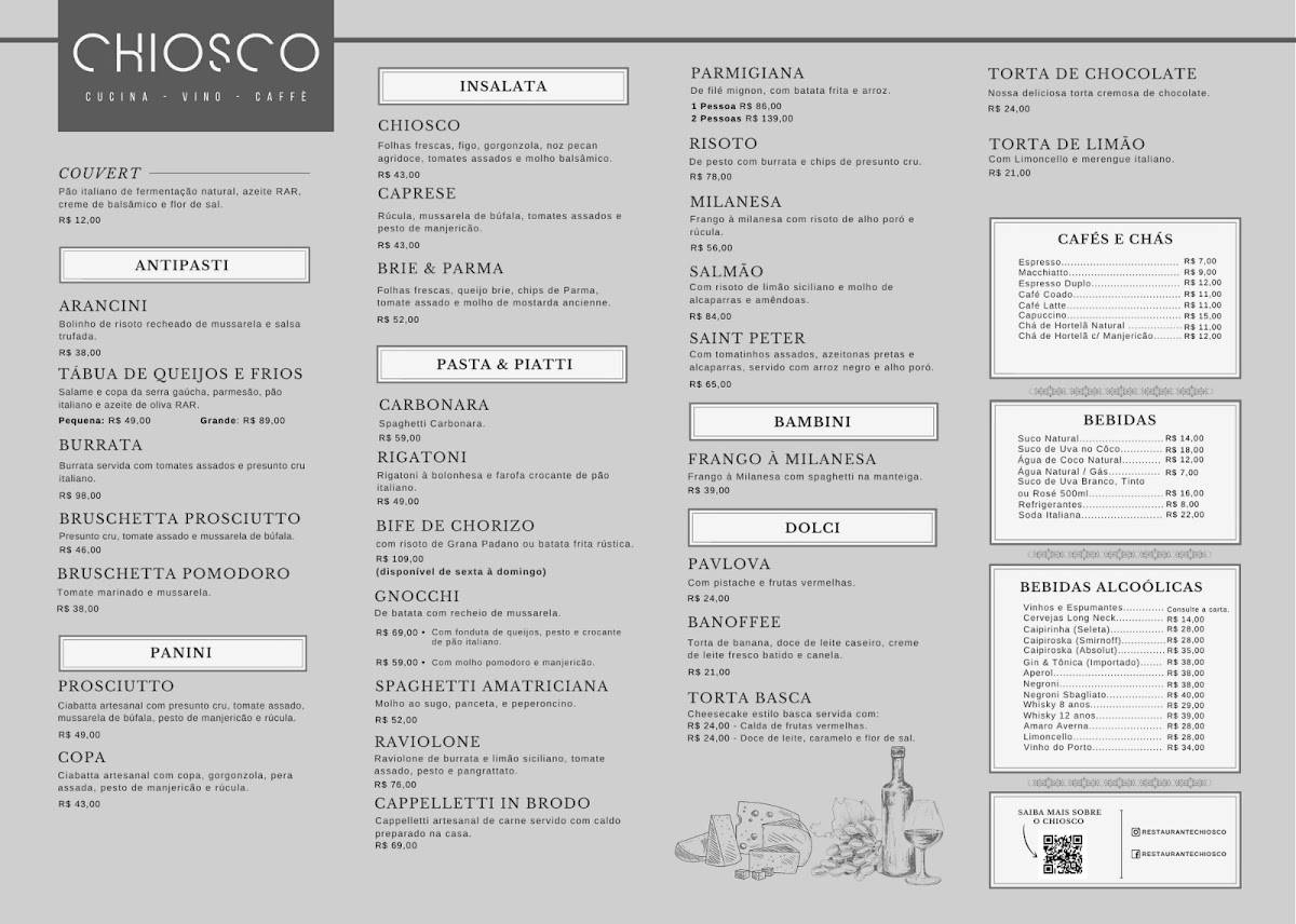 Menu em Restaurante Chiosco, São Paulo