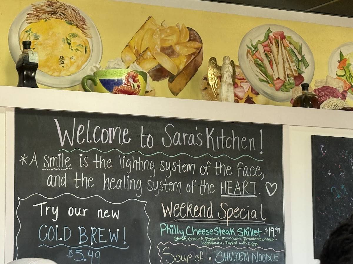 Menu at Sara's Kitchen restaurant, Palm Beach Gardens