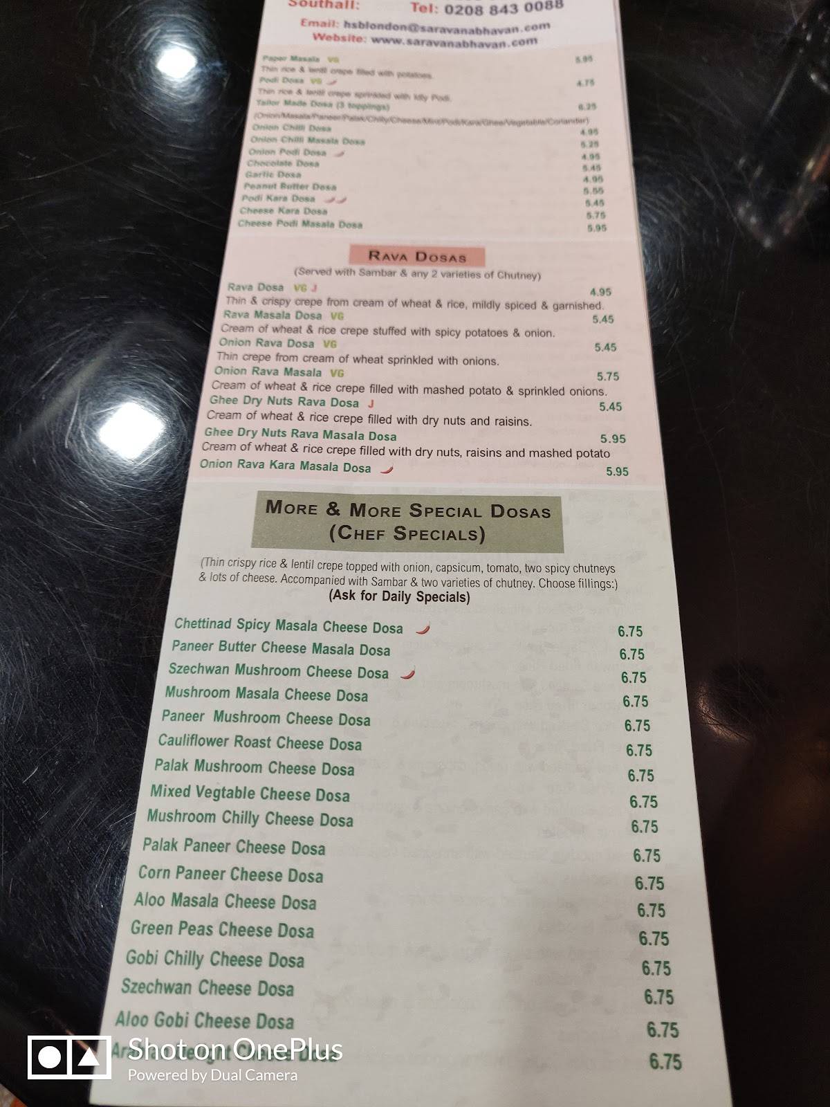 Menu at Saravanaa Bhavan East Ham restaurant, London, 300 High St N