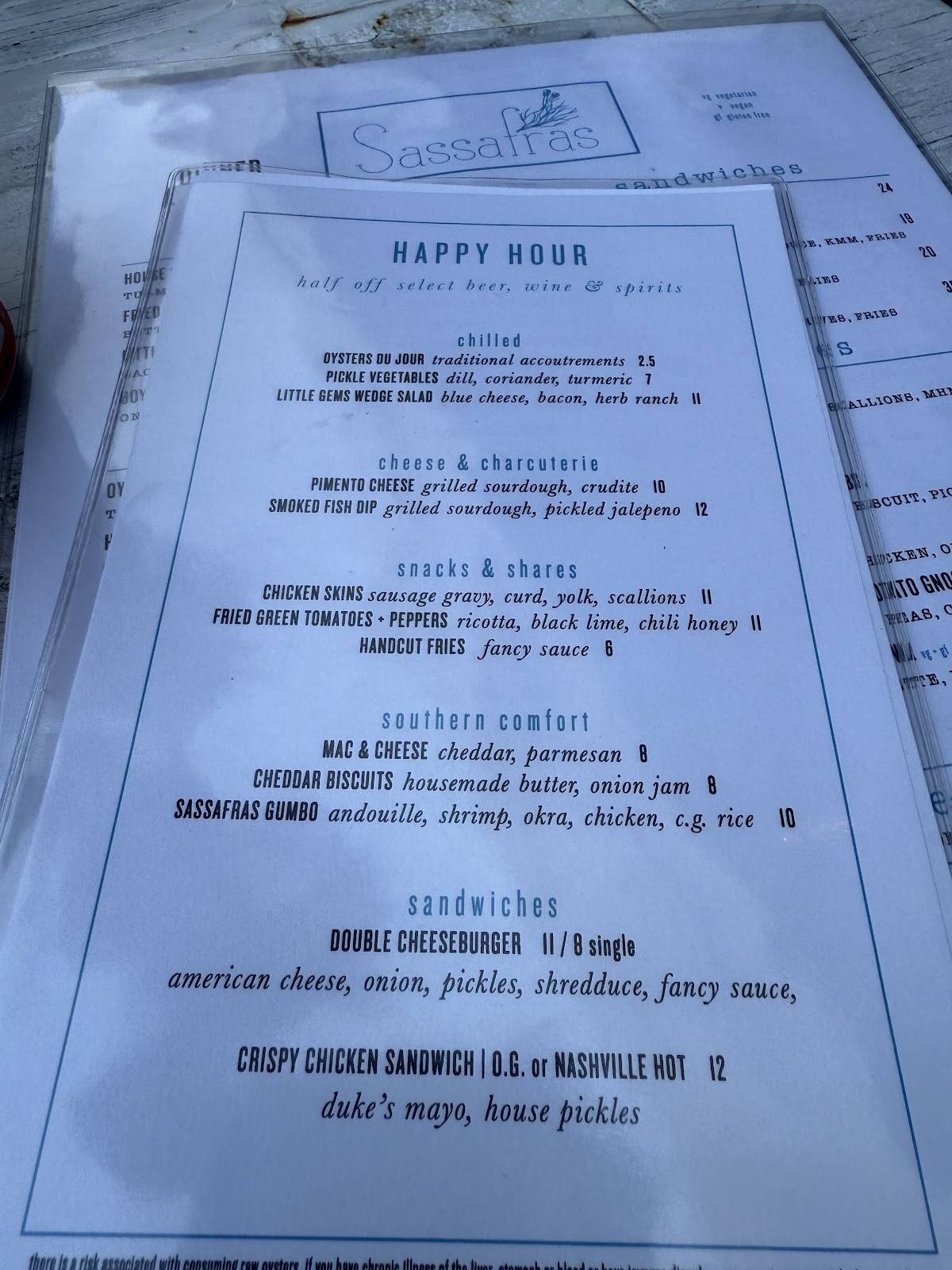 Menu at Sassafras pub & bar, West Palm Beach