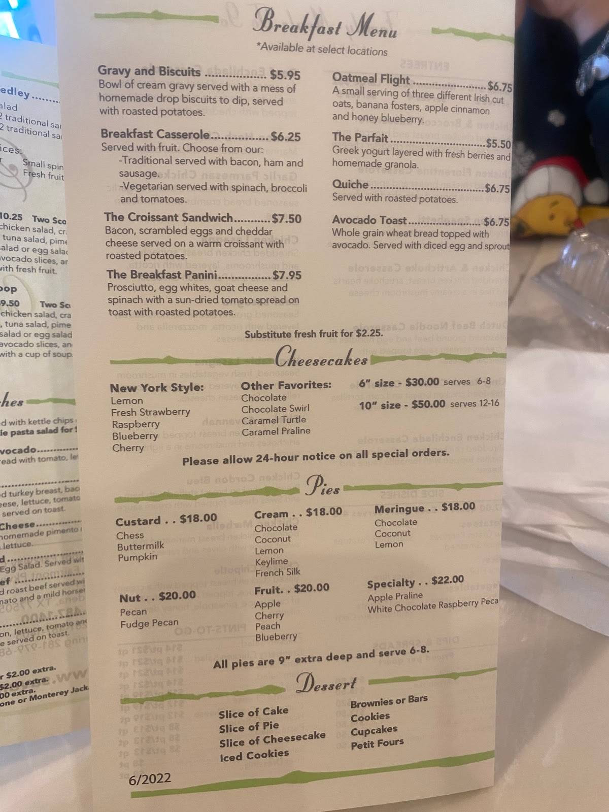 Menu at Savannah Cafe & Bakery, Pasadena, Fairmont Pkwy F