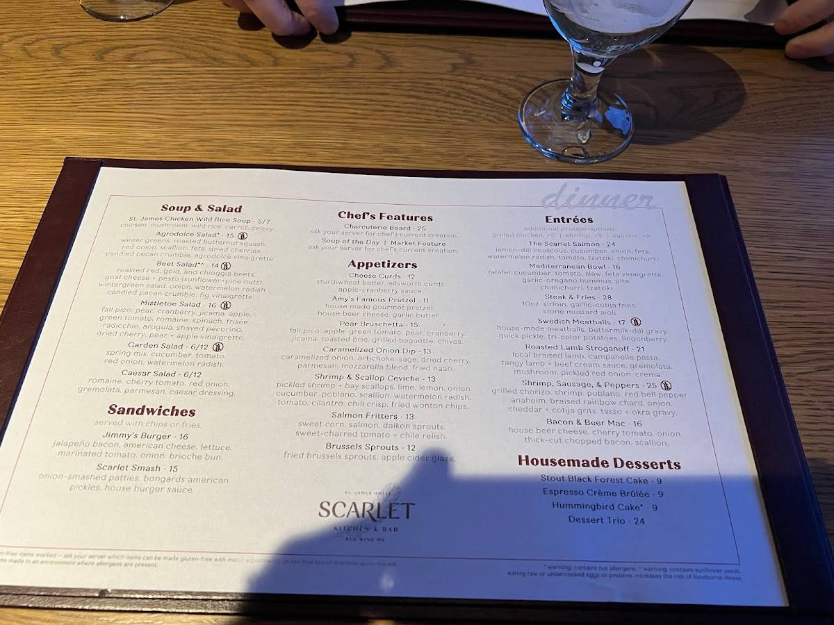 Menu at Scarlet Kitchen & Bar, Red Wing