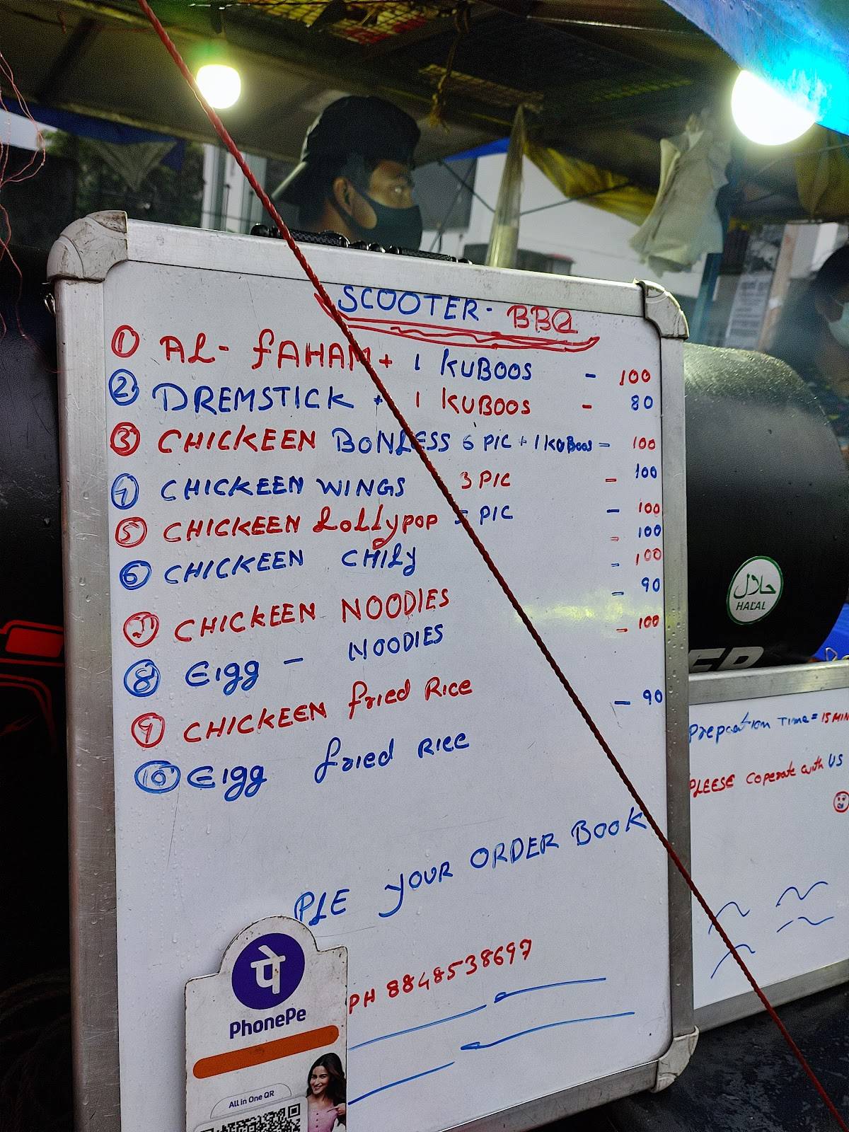 Menu at Scooter BBQ, Kochi