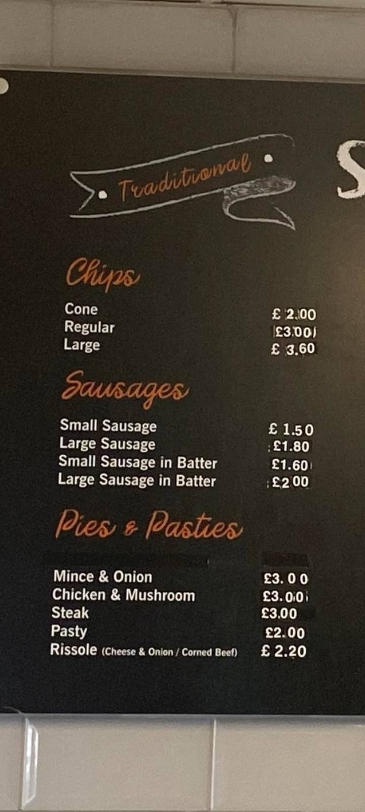 Menu at Scrumps Traditional Fish & Chips restaurant, Pontyclun