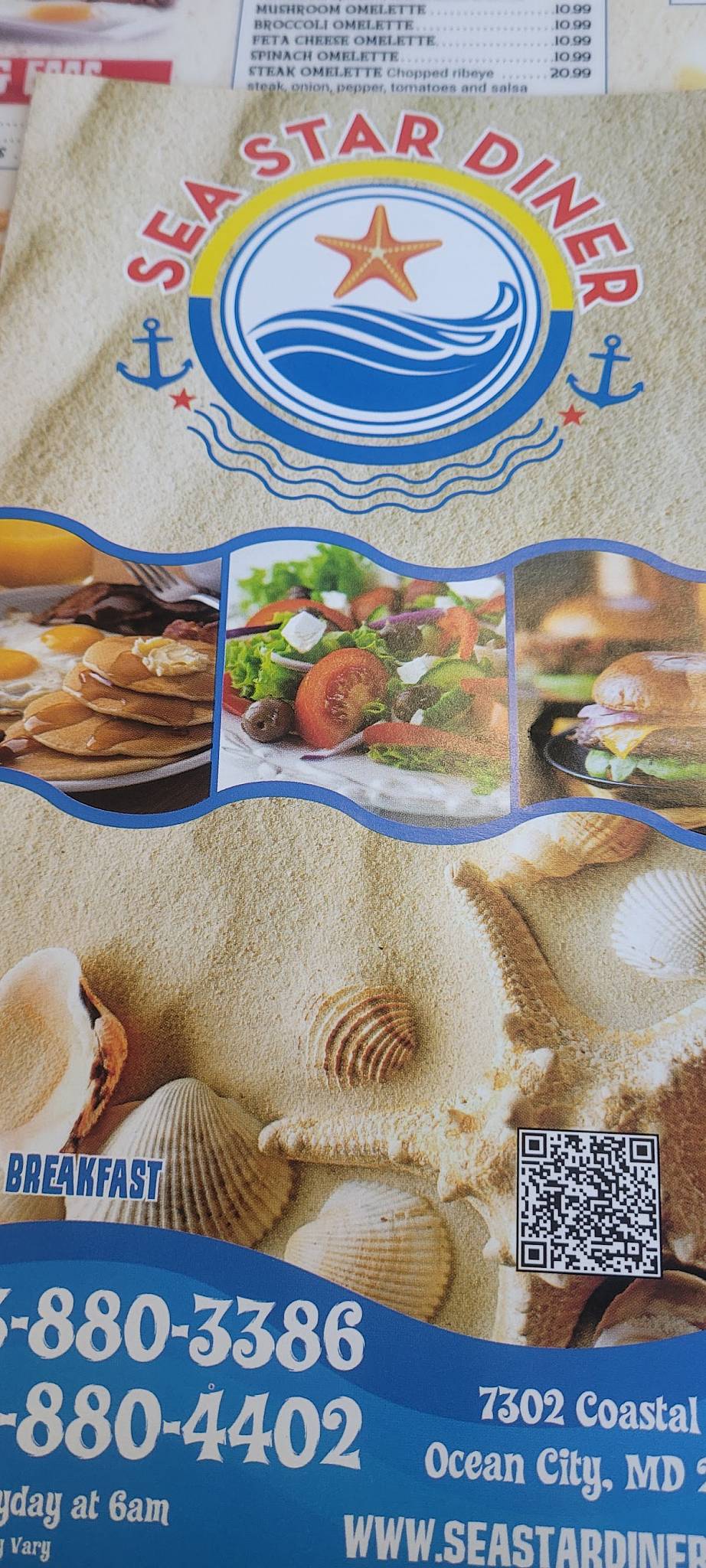 Menu at Sea Star Diner restaurant, Ocean City