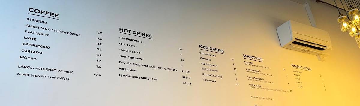 Menu at Sendero Specialty Coffee Putney, London