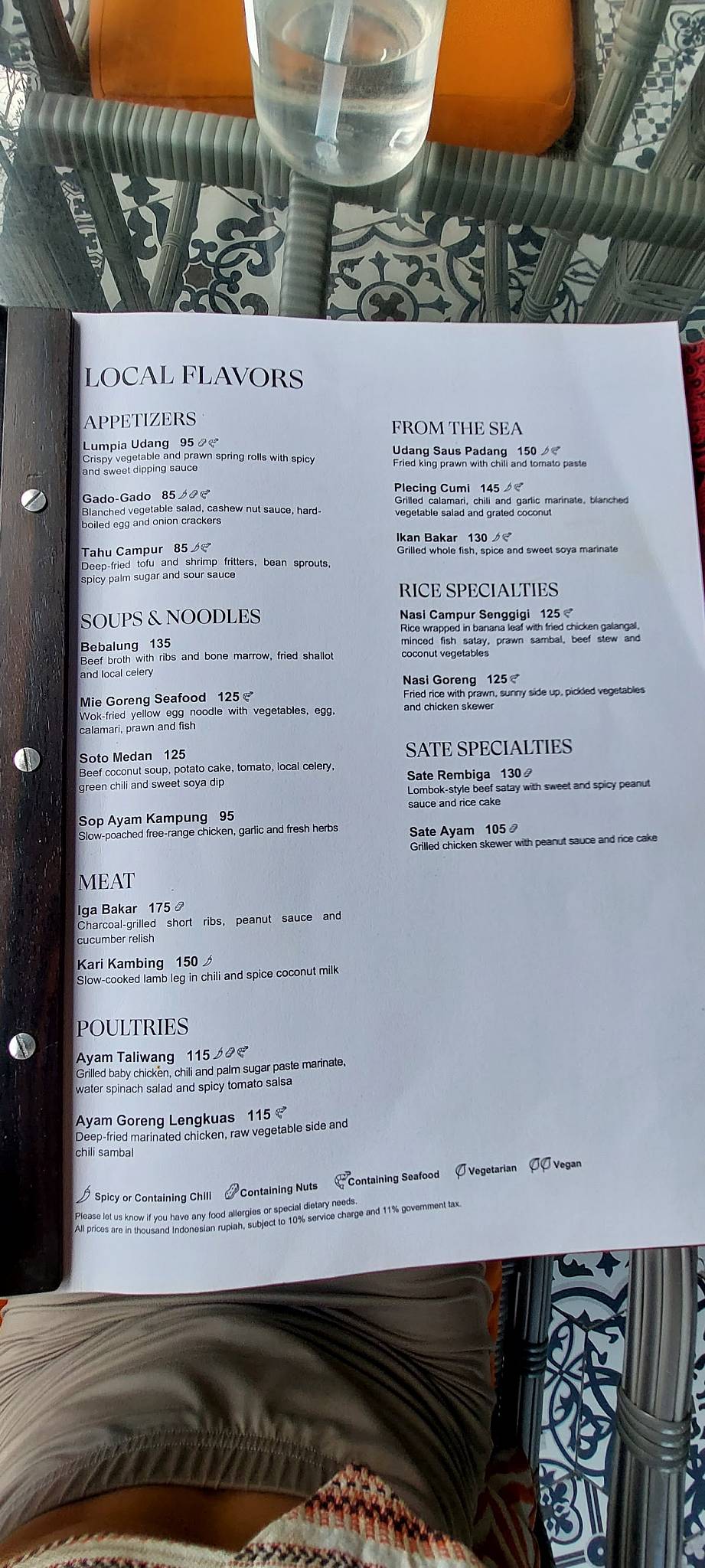 Menu at Senja Restaurant, Senggigi