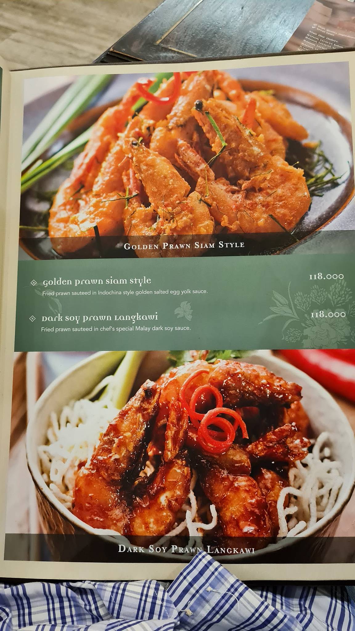 Menu at Seribu Rasa restaurant, Jakarta, Plaza Indonesia