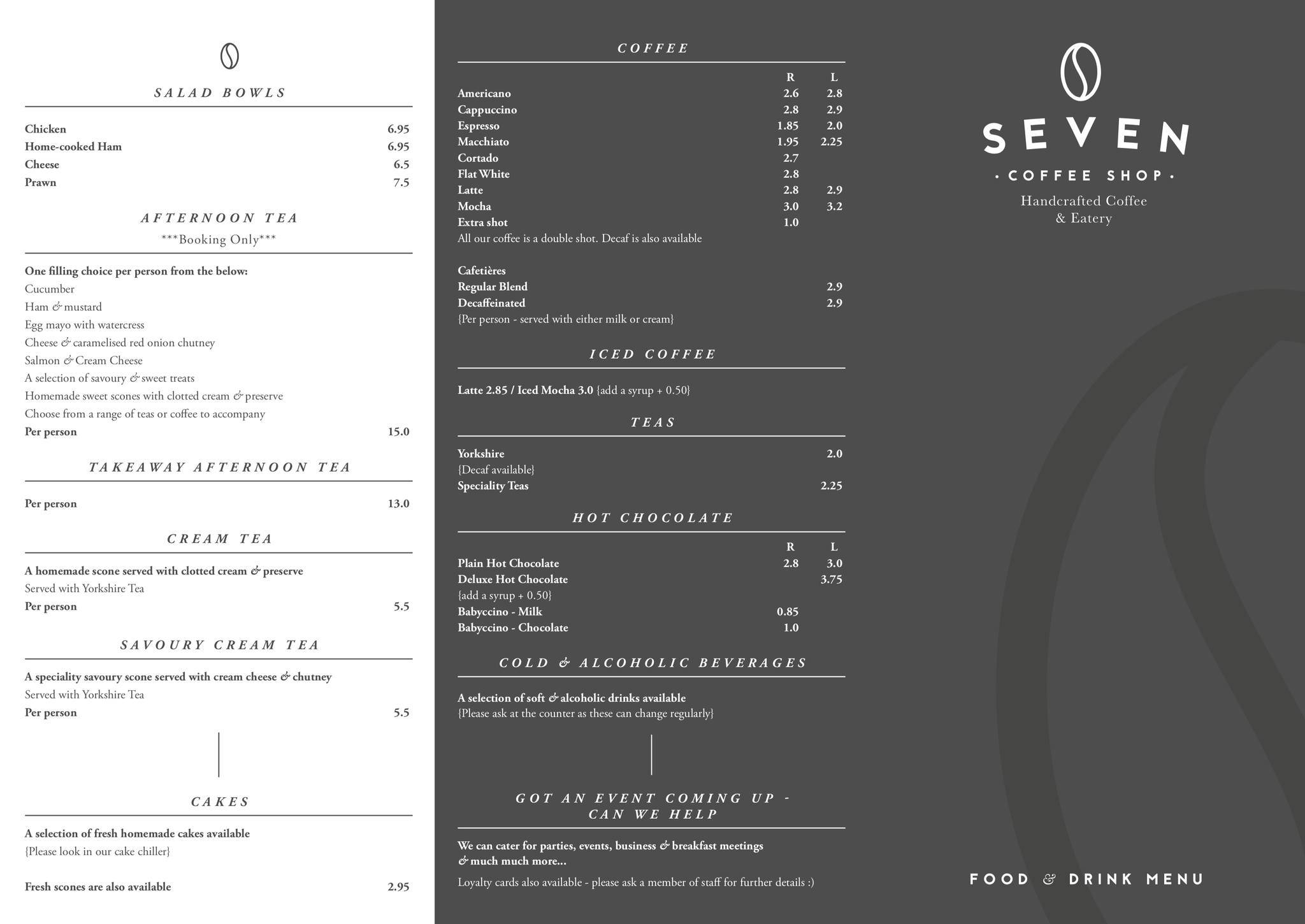 Menu at Seven Coffee Shop & Eatery cafe, Scarborough