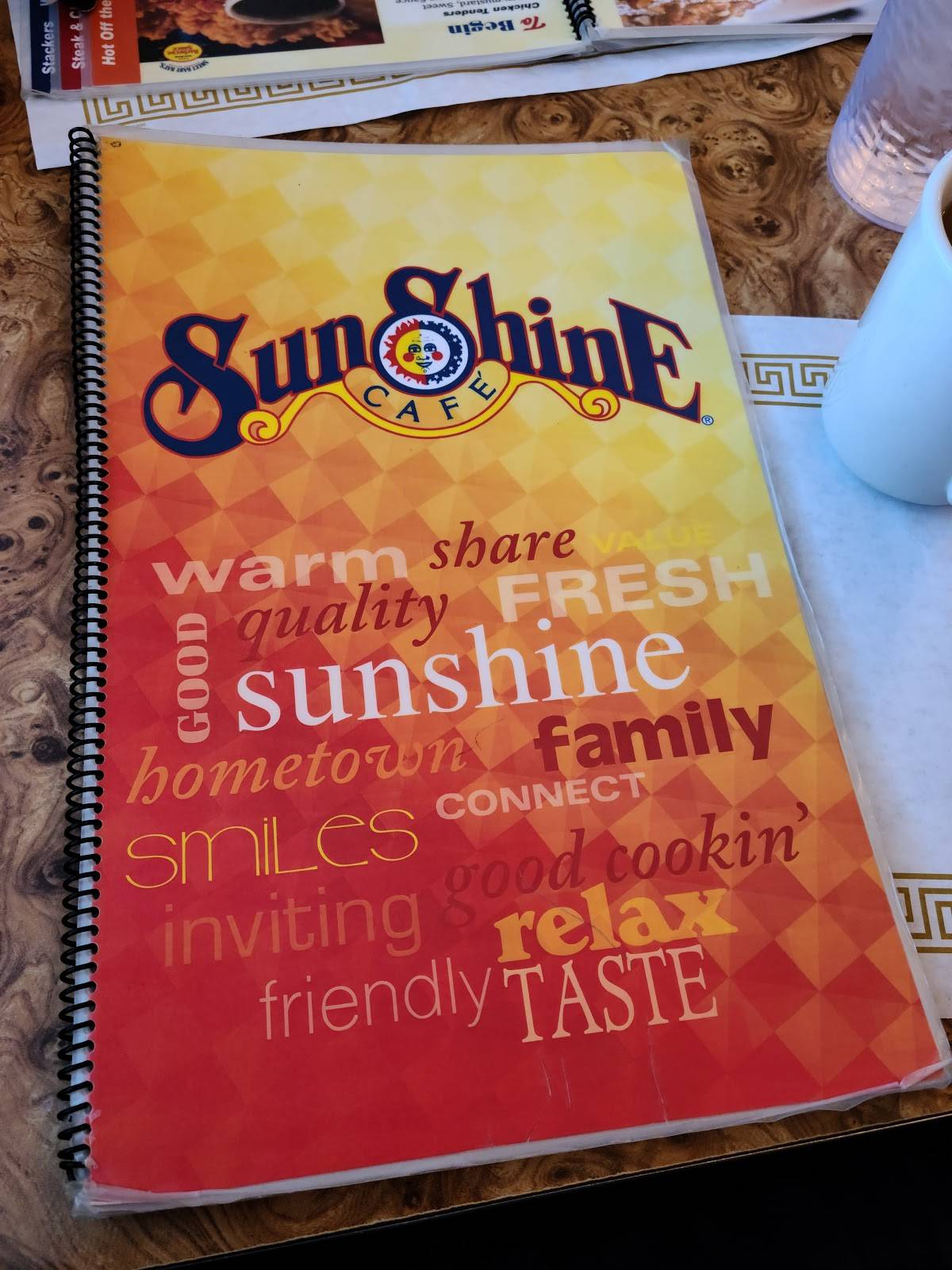 Menu at Sunshine Café restaurant, Seymour