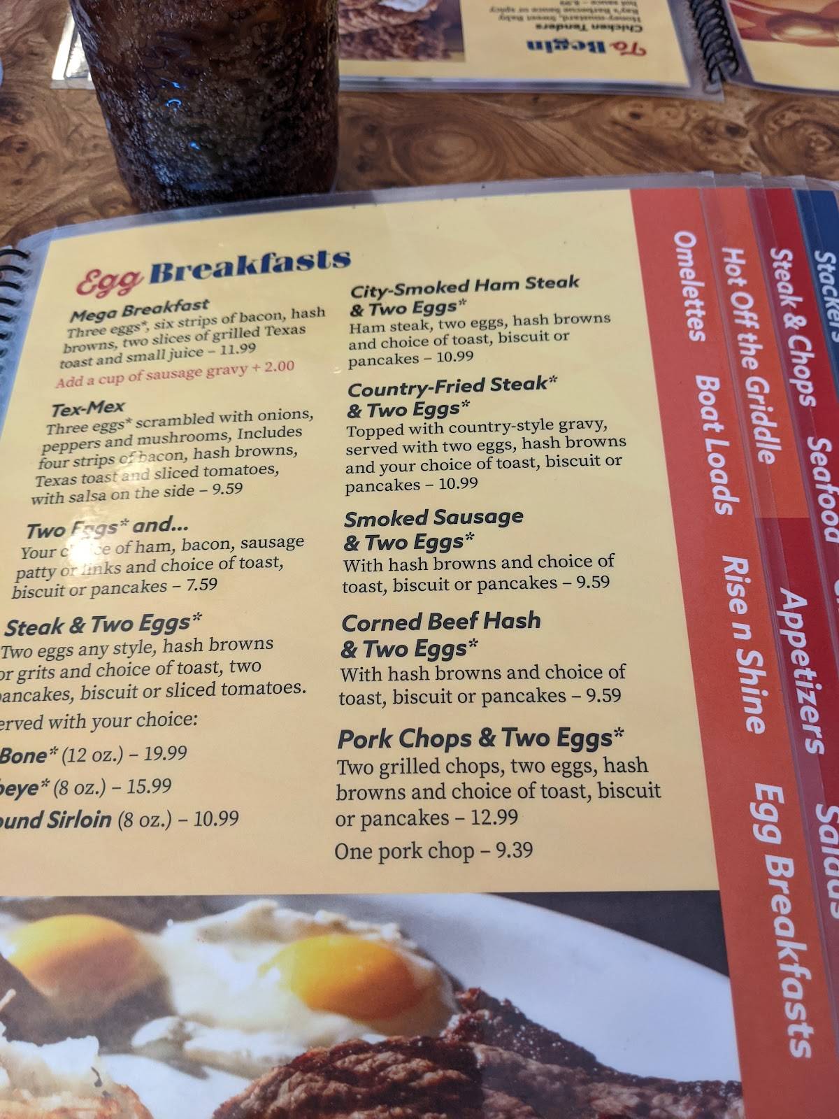 Menu at Sunshine Café restaurant, Seymour