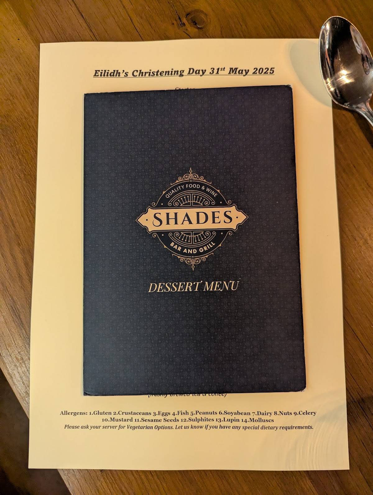 Menu at Shades Bar & Grill, Cavan