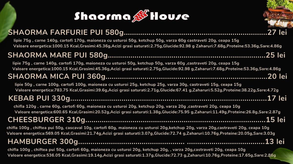 Menu at Shaorma House Mioveni, Mioveni