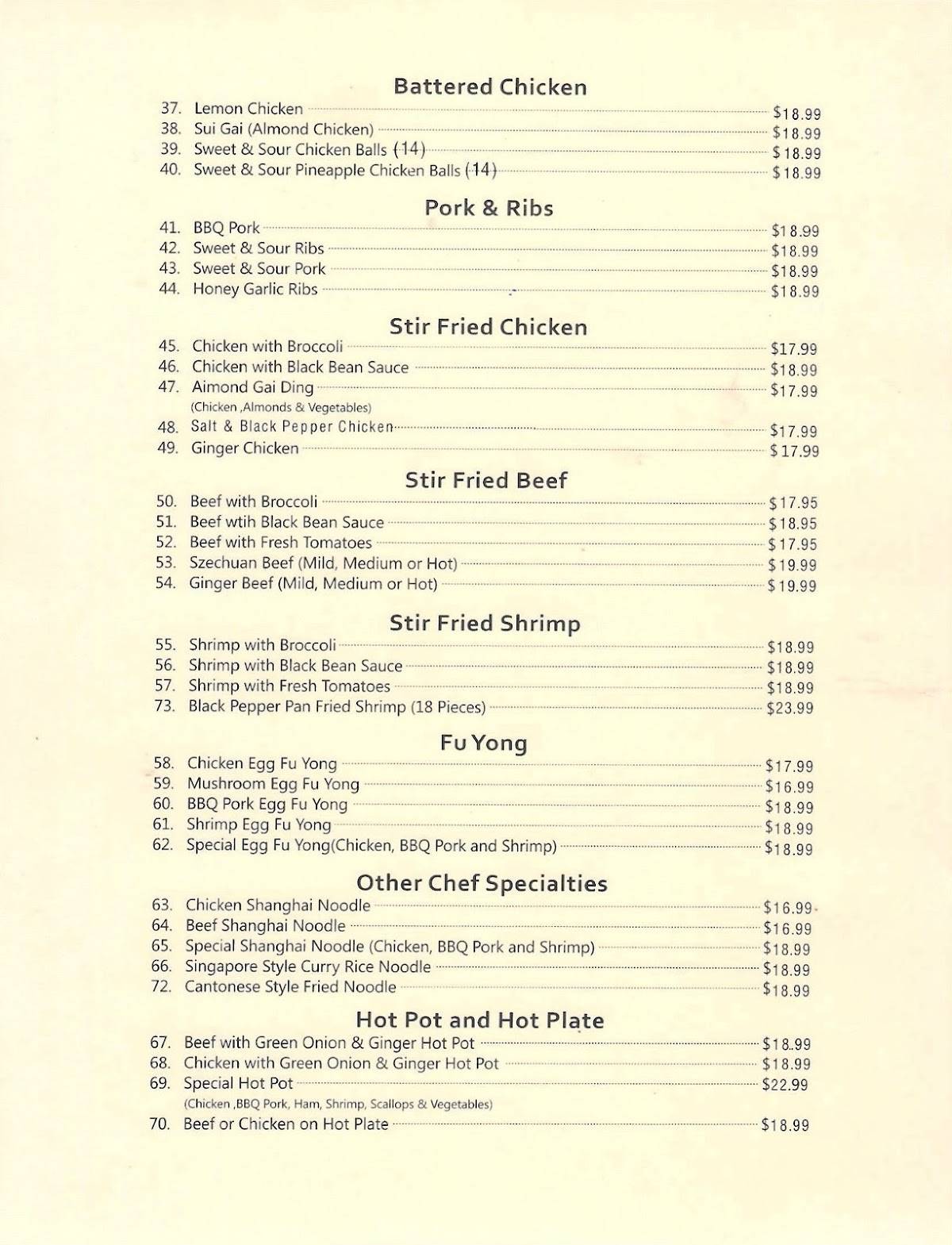 Menu at Shellbrook Restaurant, Shellbrook