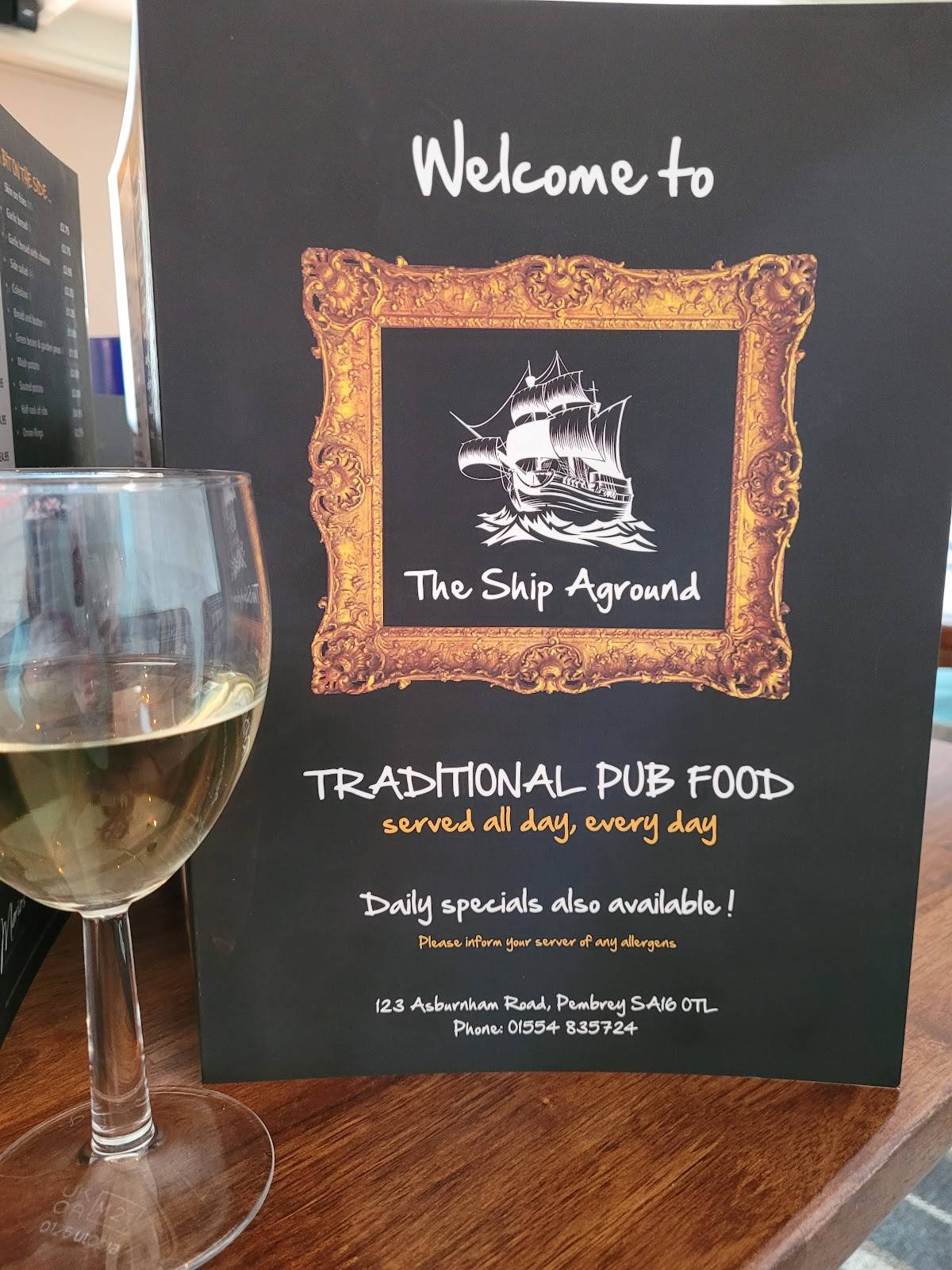 Menu at Ship Aground Pembrey pub & bar, Burry Port