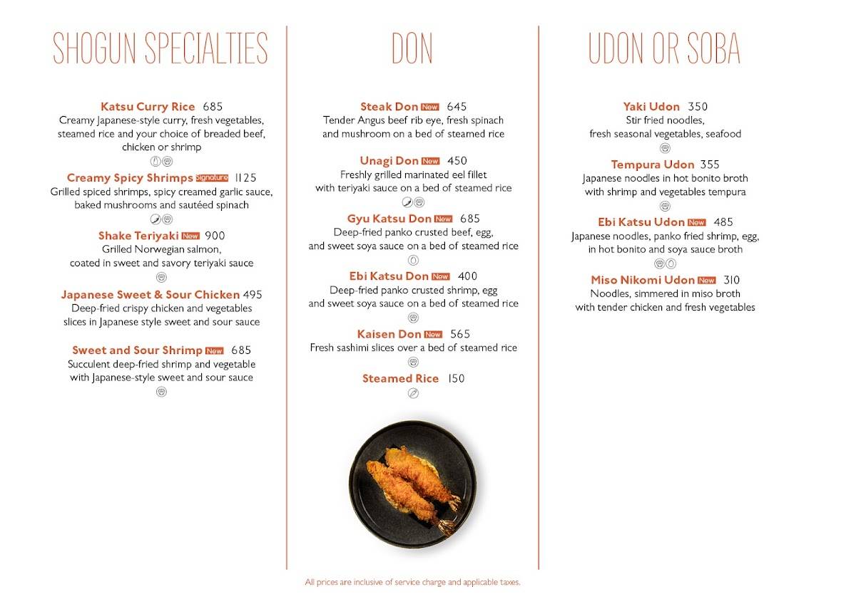 Menu at Shogun Japanese Restaurant, New Cairo City, st. - Citystars
