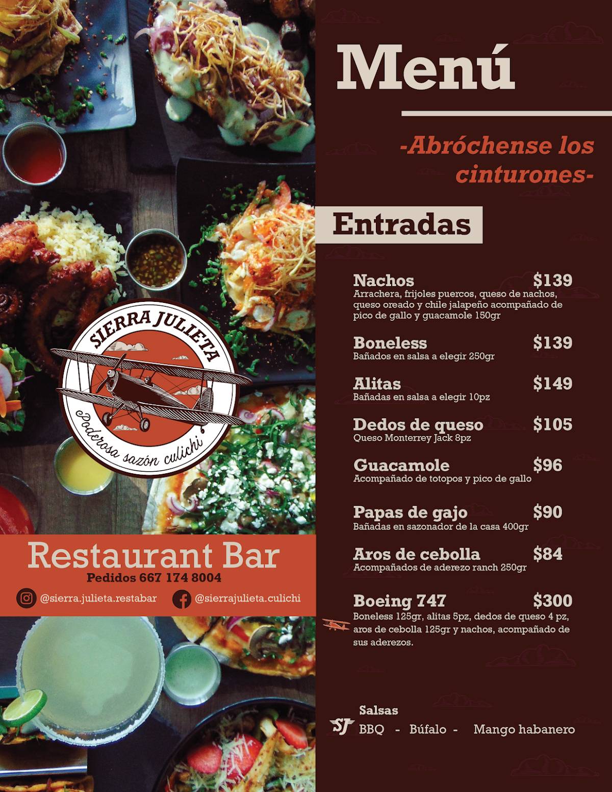 Menu at Sierra Julieta Restaurant Bar, Culiacán