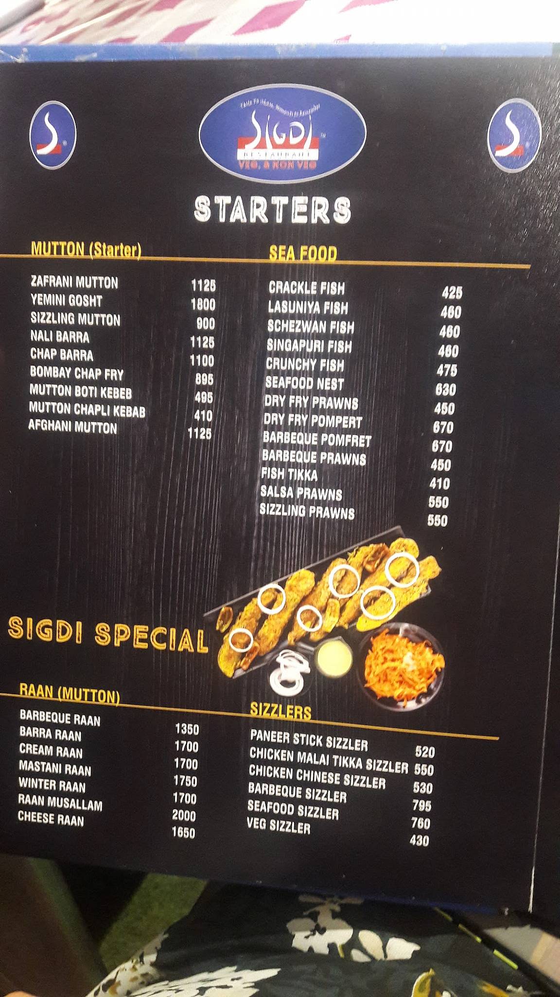 Menu at Sigdi Restaurant, Kapletha, Surat - Navsari Rd