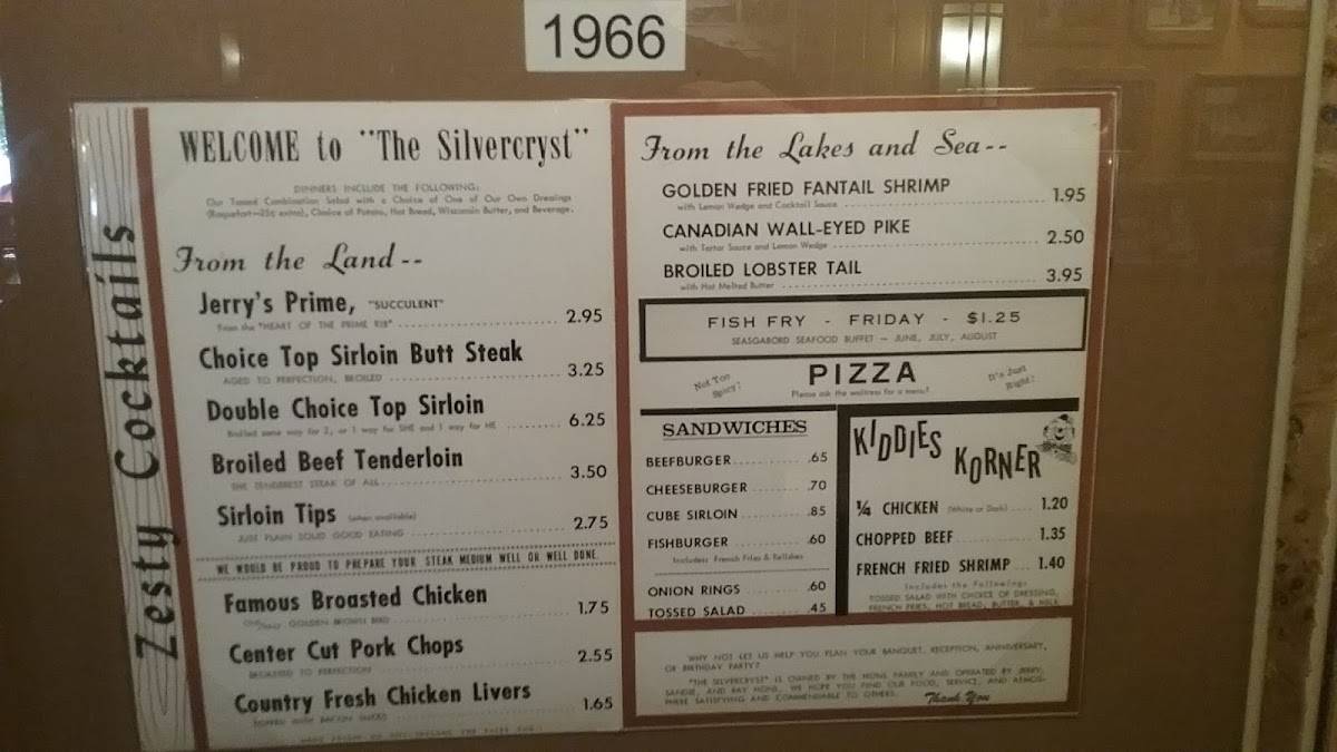Menu at Silvercryst Supper Club Resort & Motel, Wautoma
