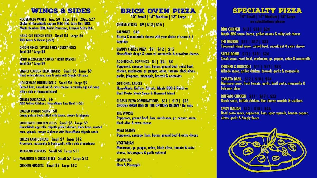 Menu at Simply Housemade & Catering pizzeria, Barre, 70 N Main St