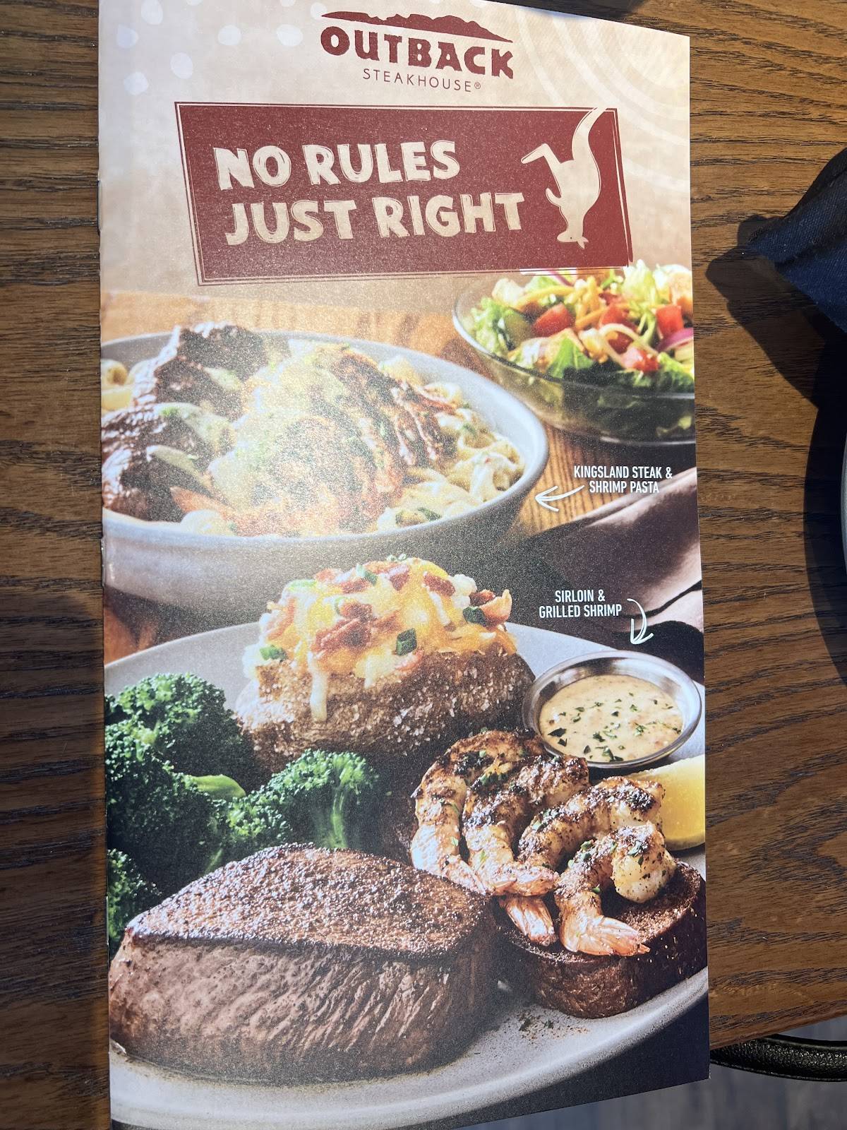 Menu at Outback Steakhouse, Simpsonville