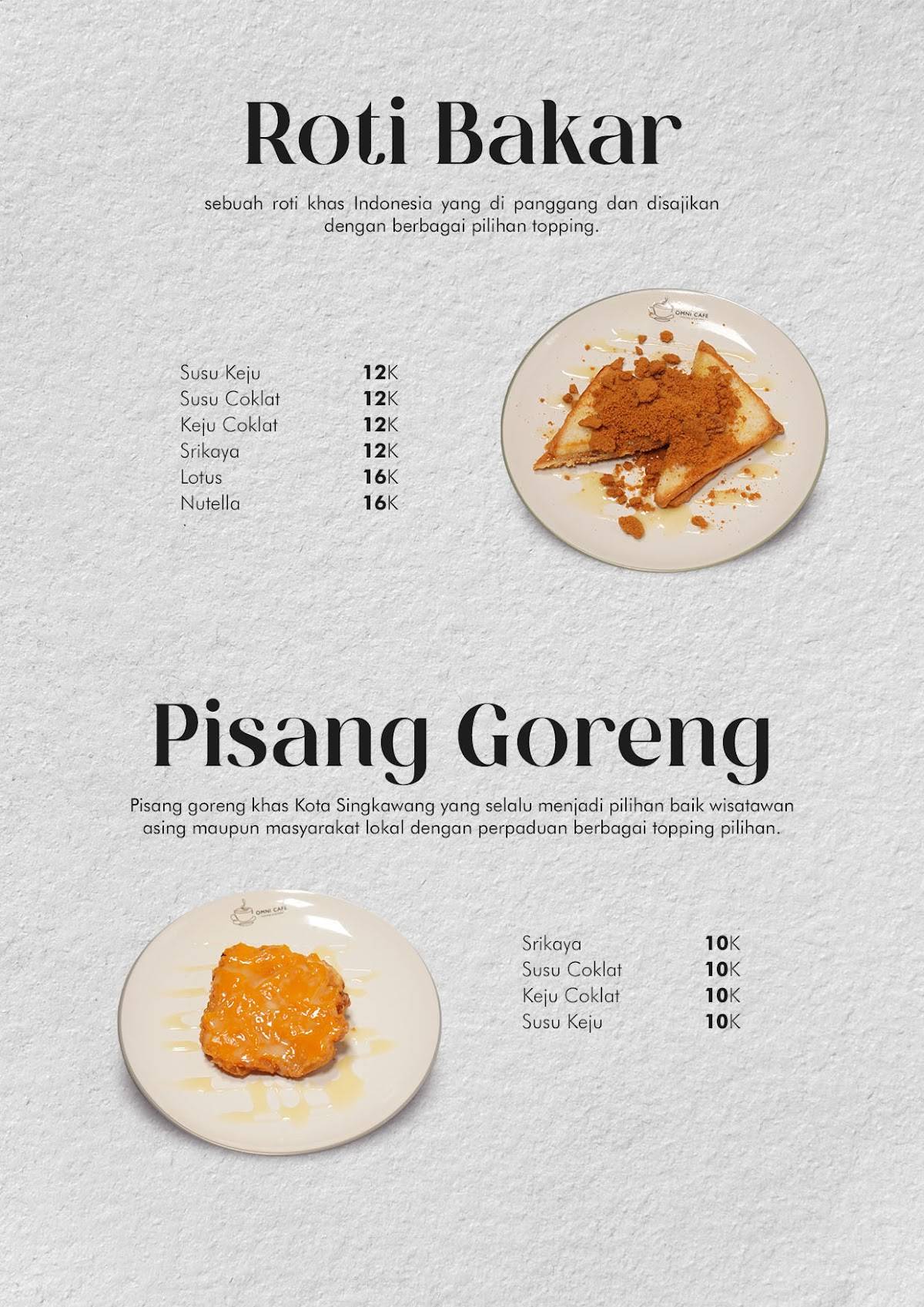 Menu at Omni Cafe Indonesia, Singkawang