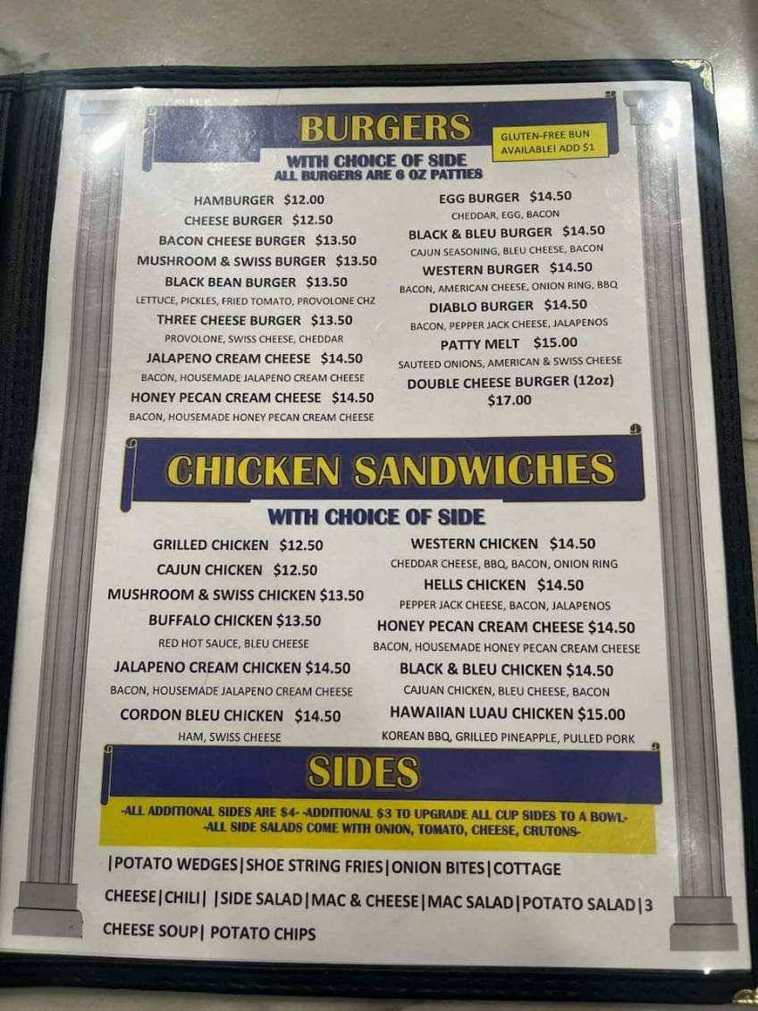 Menu at Credo’s Pub, Sioux Falls